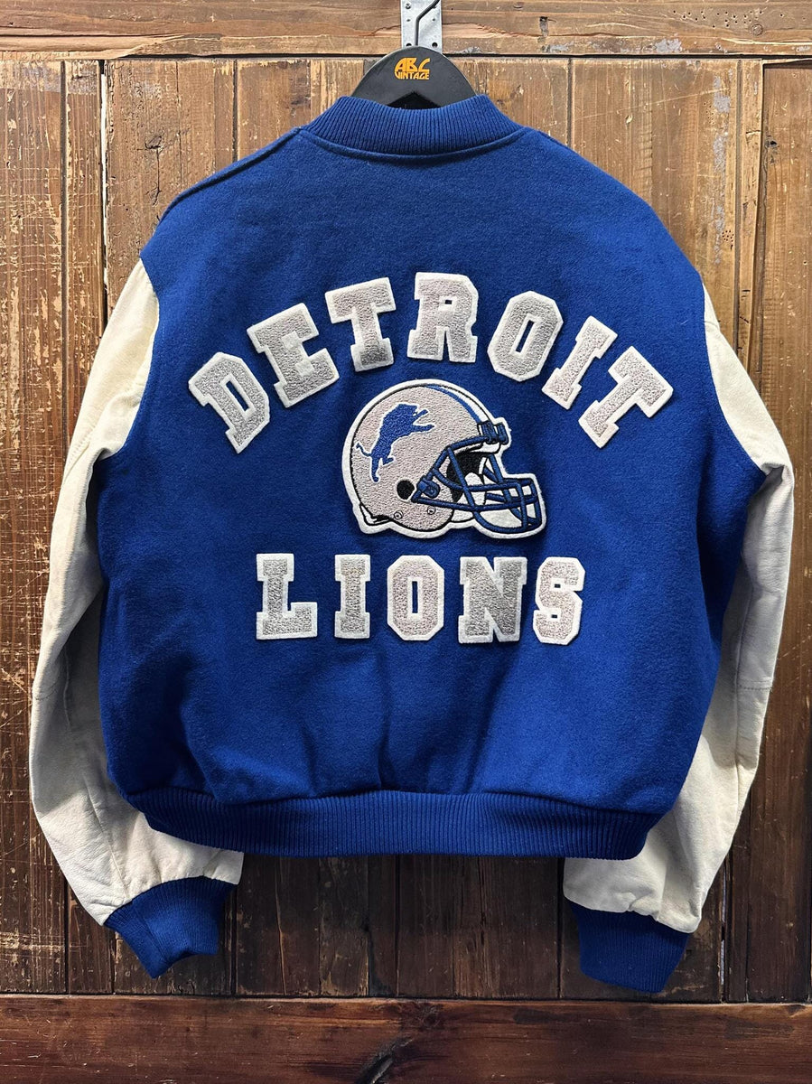 Detroit Lions Vintage 90s Chalk Line Varsity Jacket Blue Cream – ABC ...