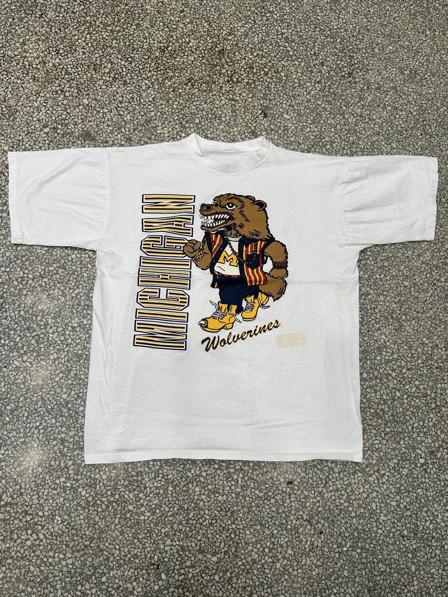 Michigan Wolverines Vintage 90s Cartoon Wolverine White – ABC Vintage