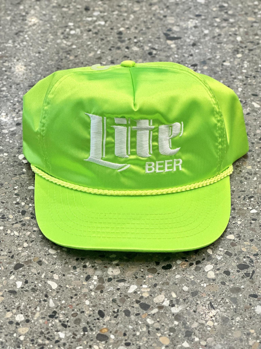 Miller Lite Beer Vintage 90s Satin Snapback Neon Green – ABC Vintage