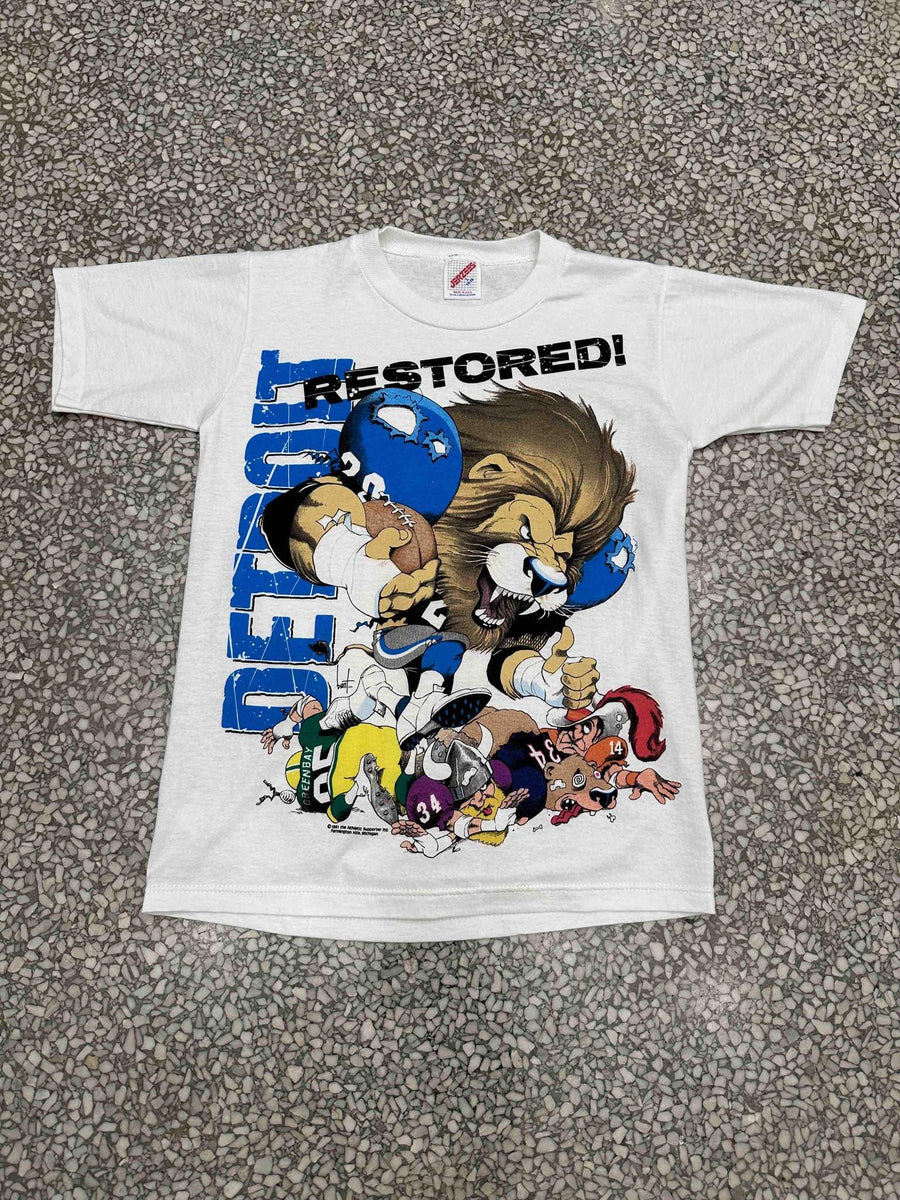Detroit Lions Vintage 1991 Detroit Restored Cartoon White – ABC Vintage