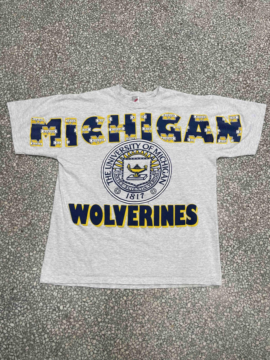 Michigan Wolverines Vintage 90s Round Crest Faded Grey – ABC Vintage
